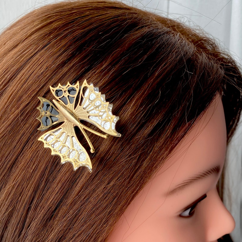 1920s Vintage Butterfly Hair Pin Art Deco Black Gold Hair - Etsy