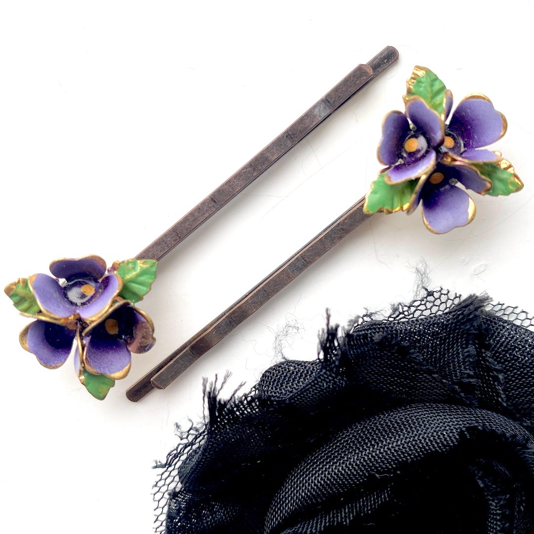Vintage Violet Flower Hair Pins for Floral Wedding, Christmas Gift for ...