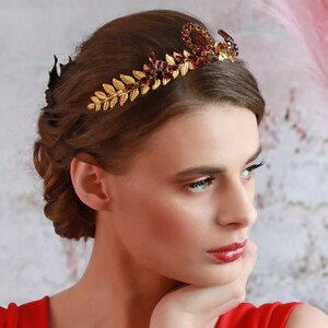 Vintage Red Gold Goth Wedding Crown: Garnet Glass Antique Bridal ...