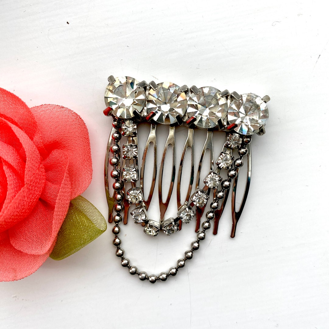 1950s Jewelled Hair Slide for Women, 1950s Vintage Hair Comb for Bride ...