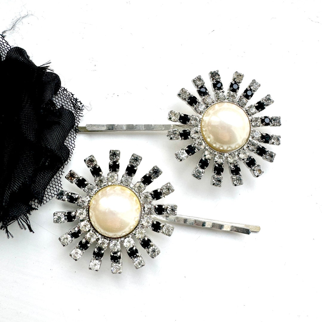 1950s Vintage Hair Pins Art Deco, Vintage Rhinestone Hair Slides for ...