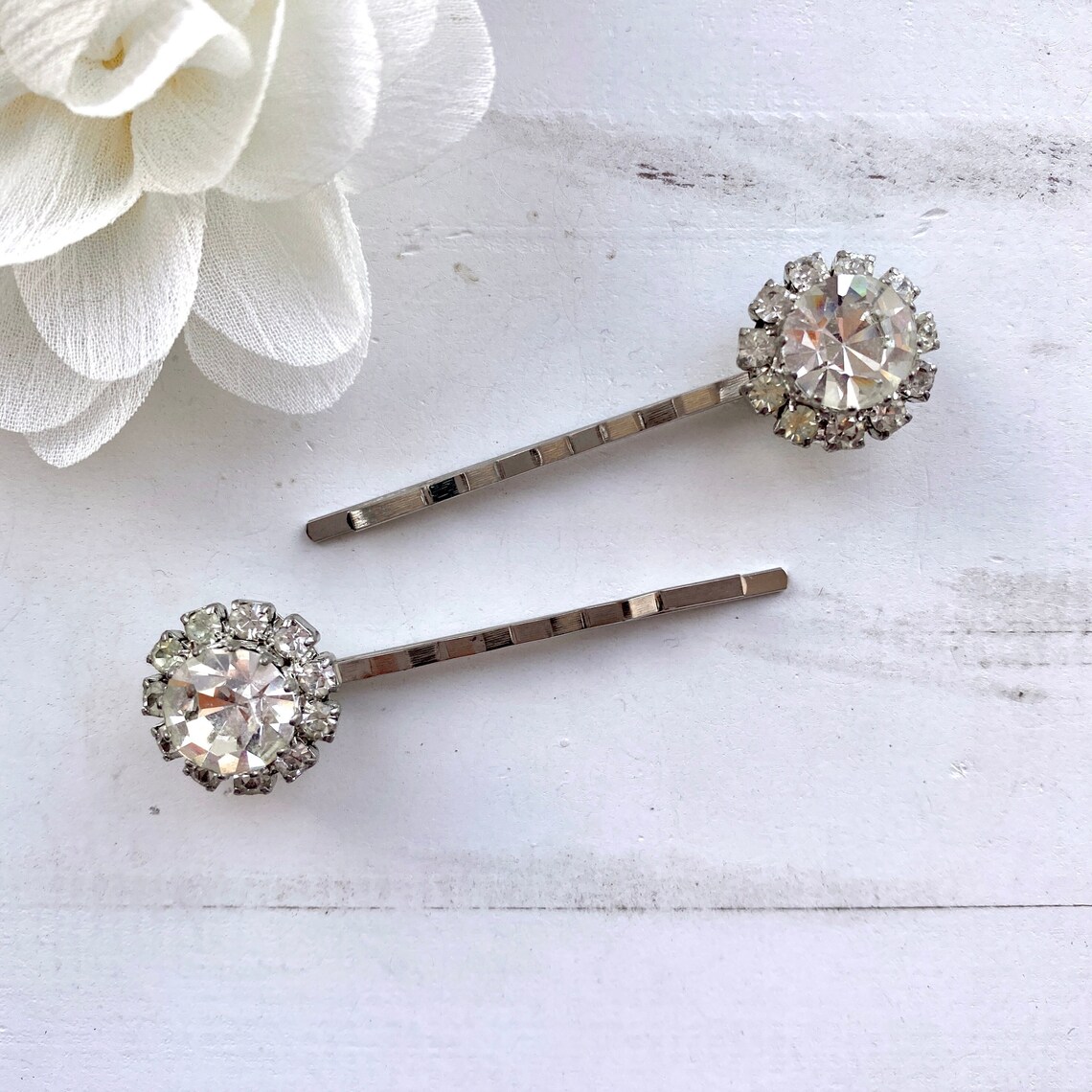 Vintage Rhinestone Hair Clips Vintage Silver Hair Pins - Etsy