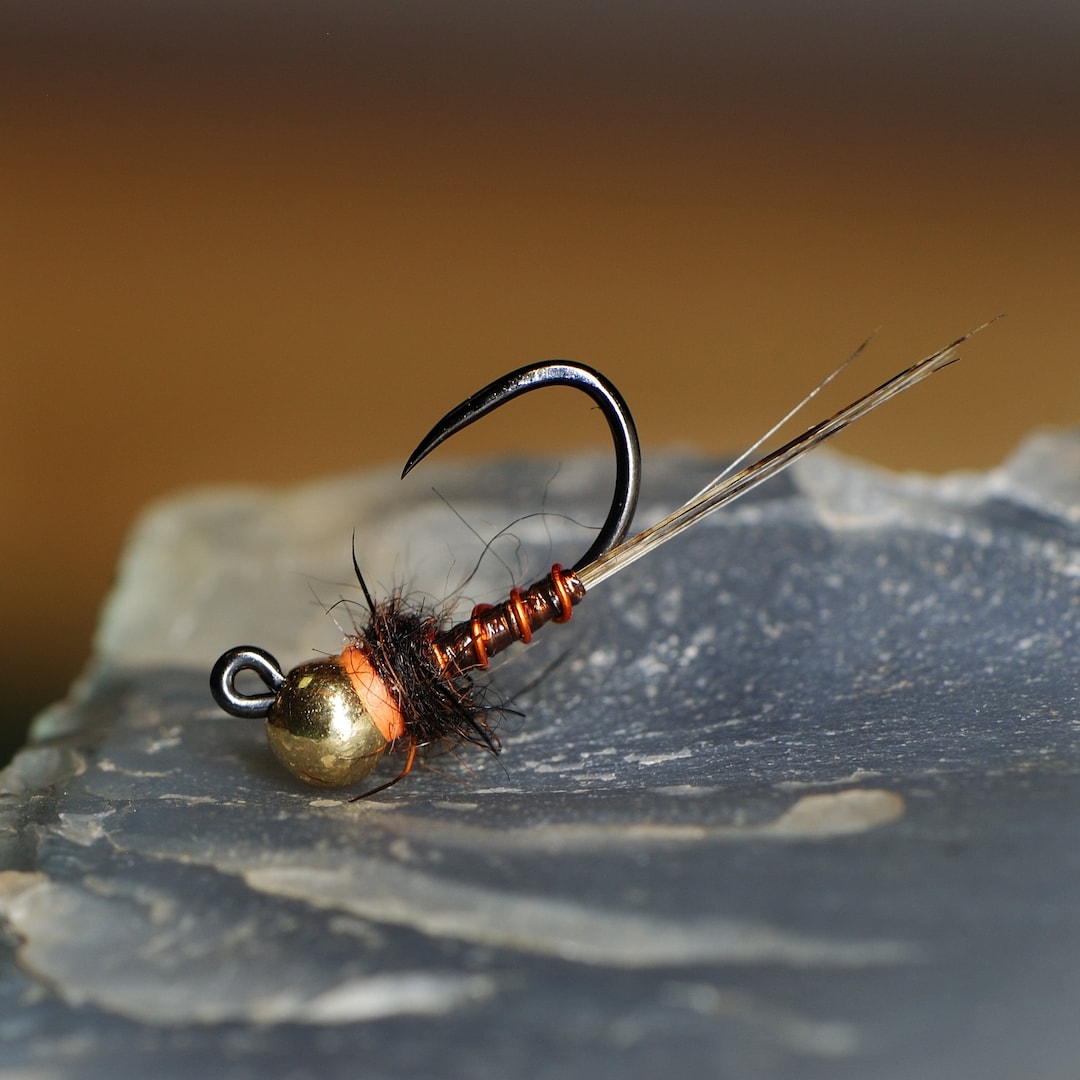 5 Mile Orange Nymph Trout Fly Fishing Flies for Trout Tungsten Bead ...