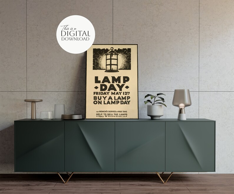 Vintage WWI British Propaganda Poster Women War Bonds, Lamp Day WWI ...