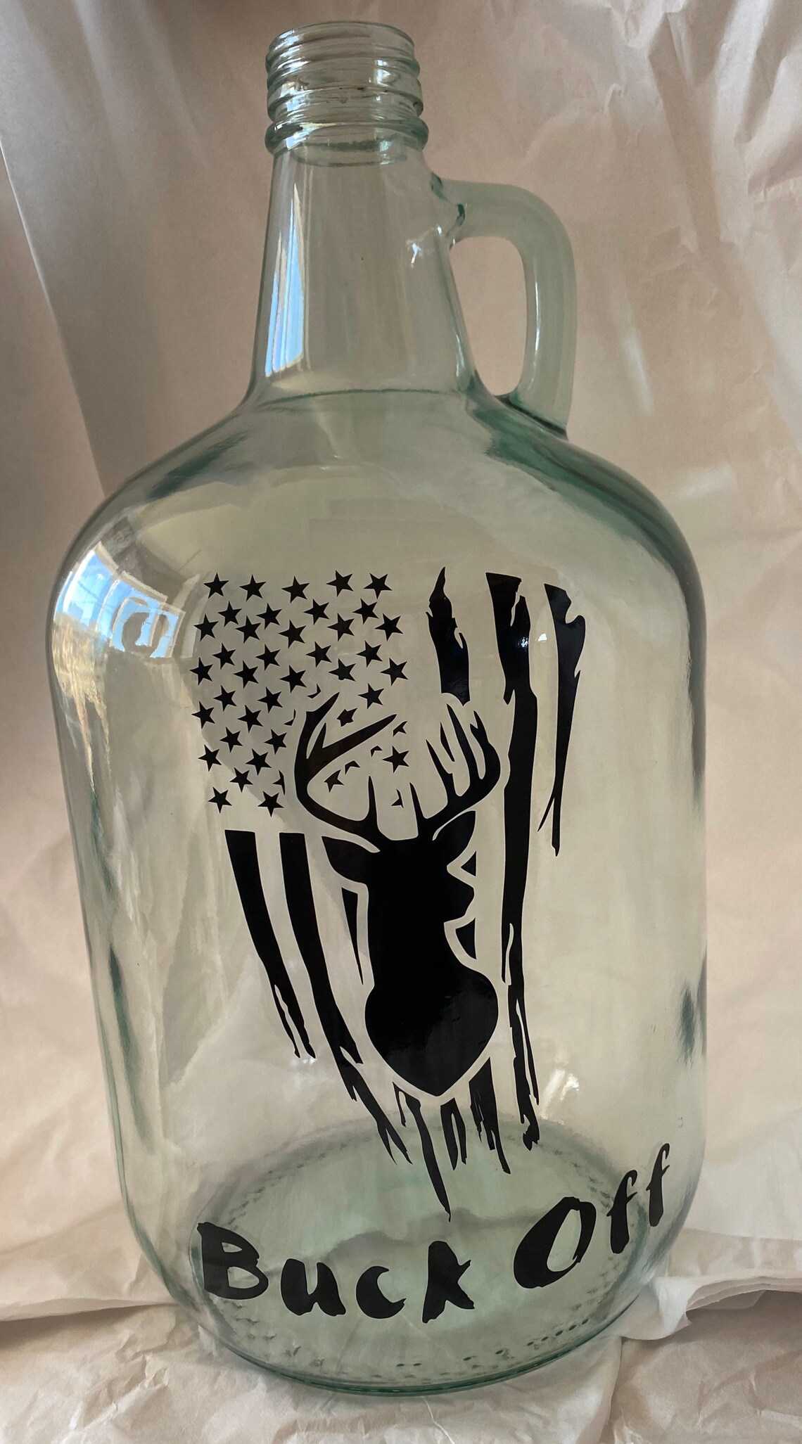 Buck off / Deer /flag / Gallon Glass Jug / Piggy Bank / Great Gift Idea ...