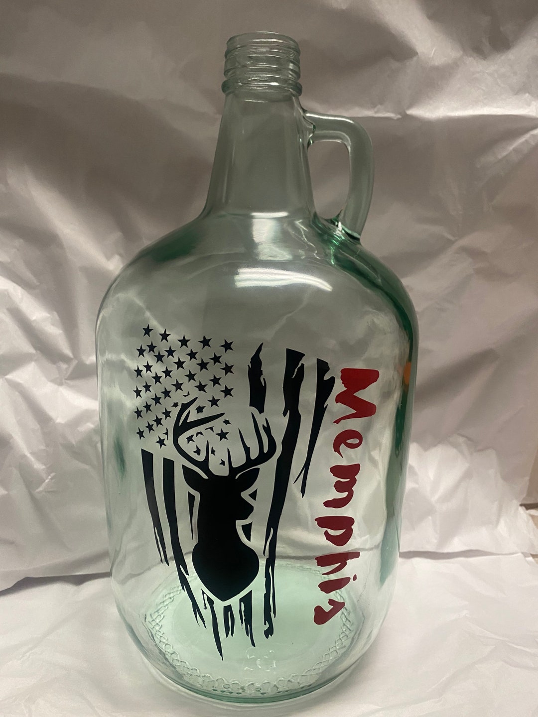 Custom Flag Deer Glass Jug Bank With Name - Etsy