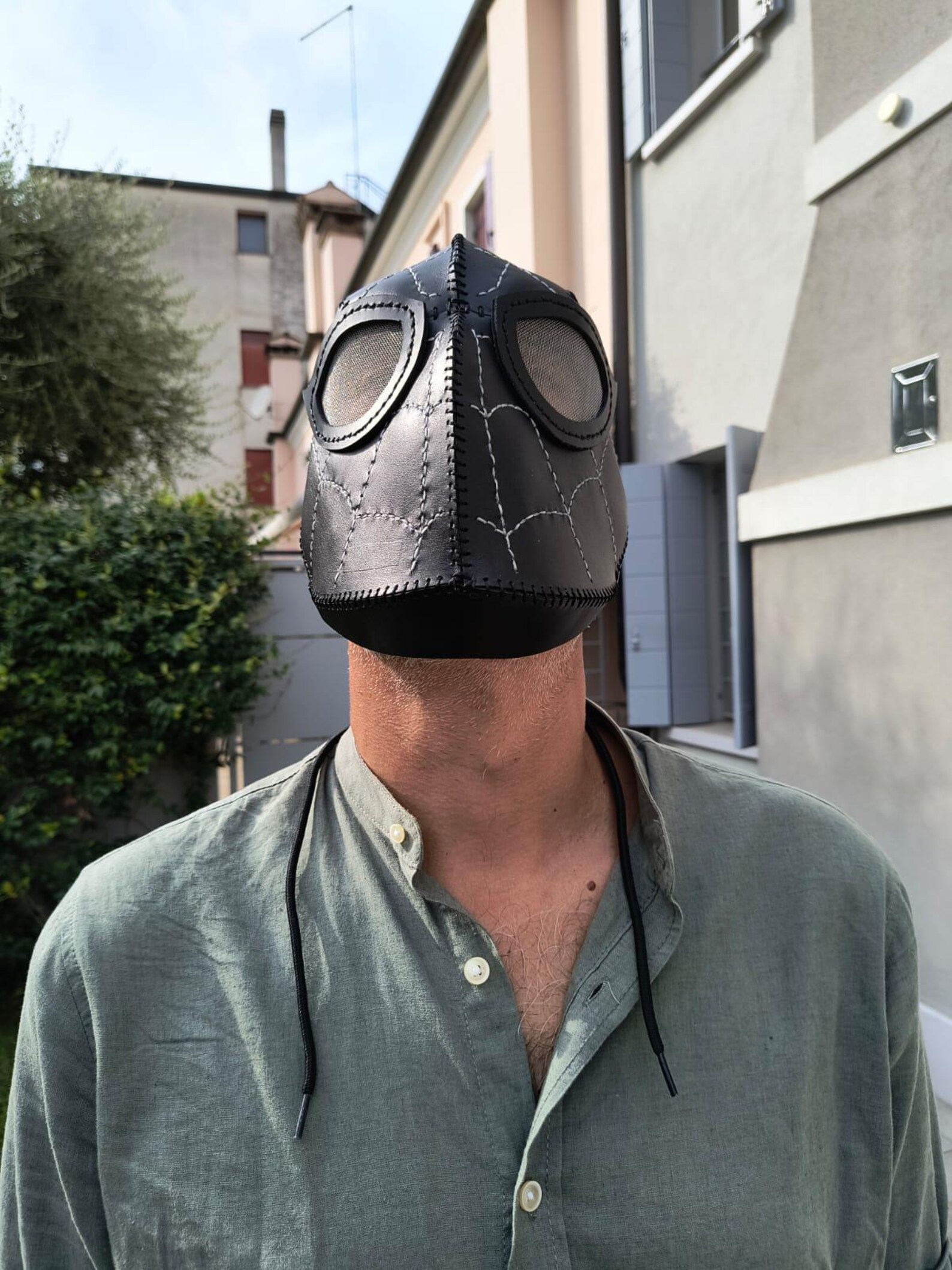 Spiderman Mask. Leather Mask. Spiderman Mask Black Suite. - Etsy