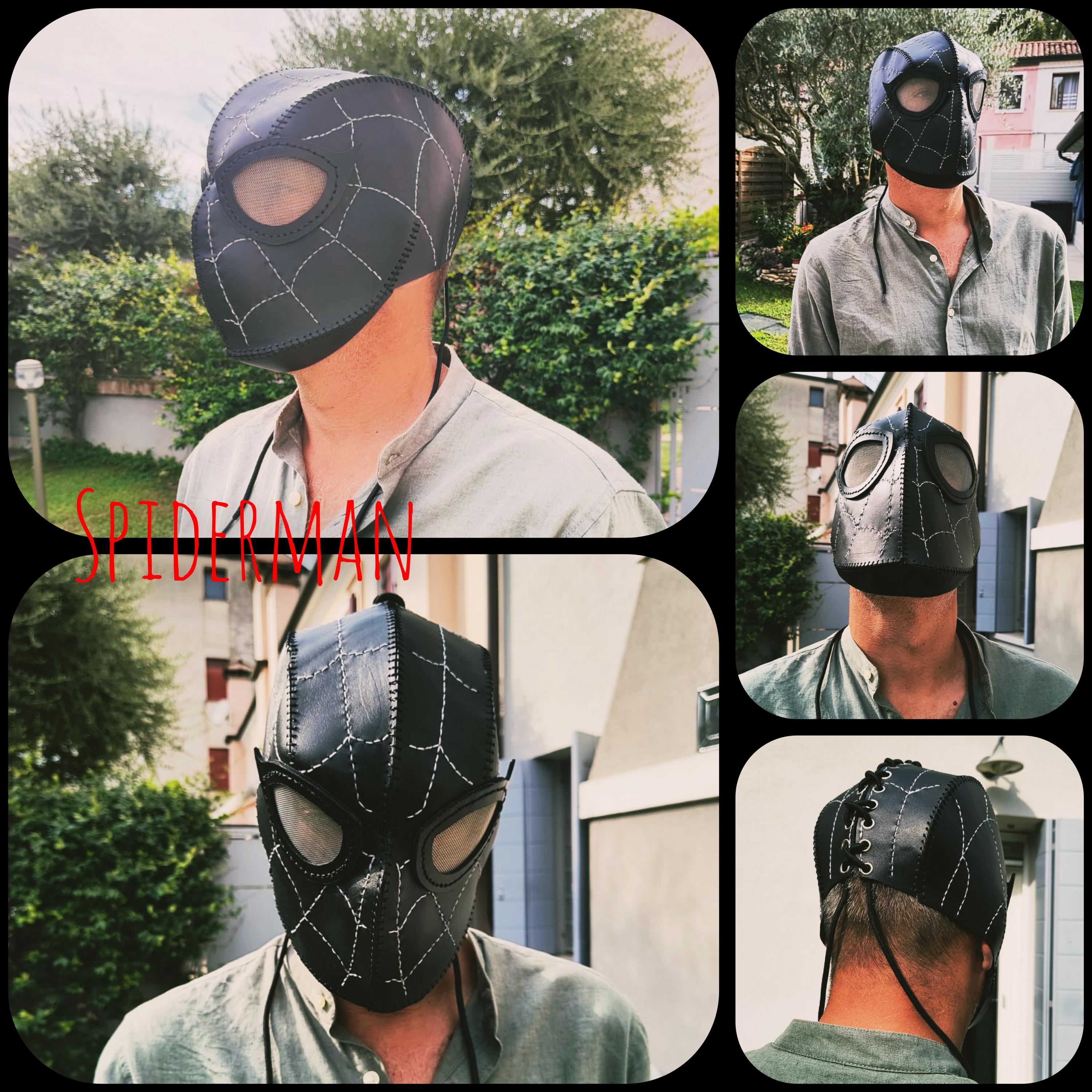 Spiderman Mask. Leather Mask. Spiderman Mask Black Suite. - Etsy