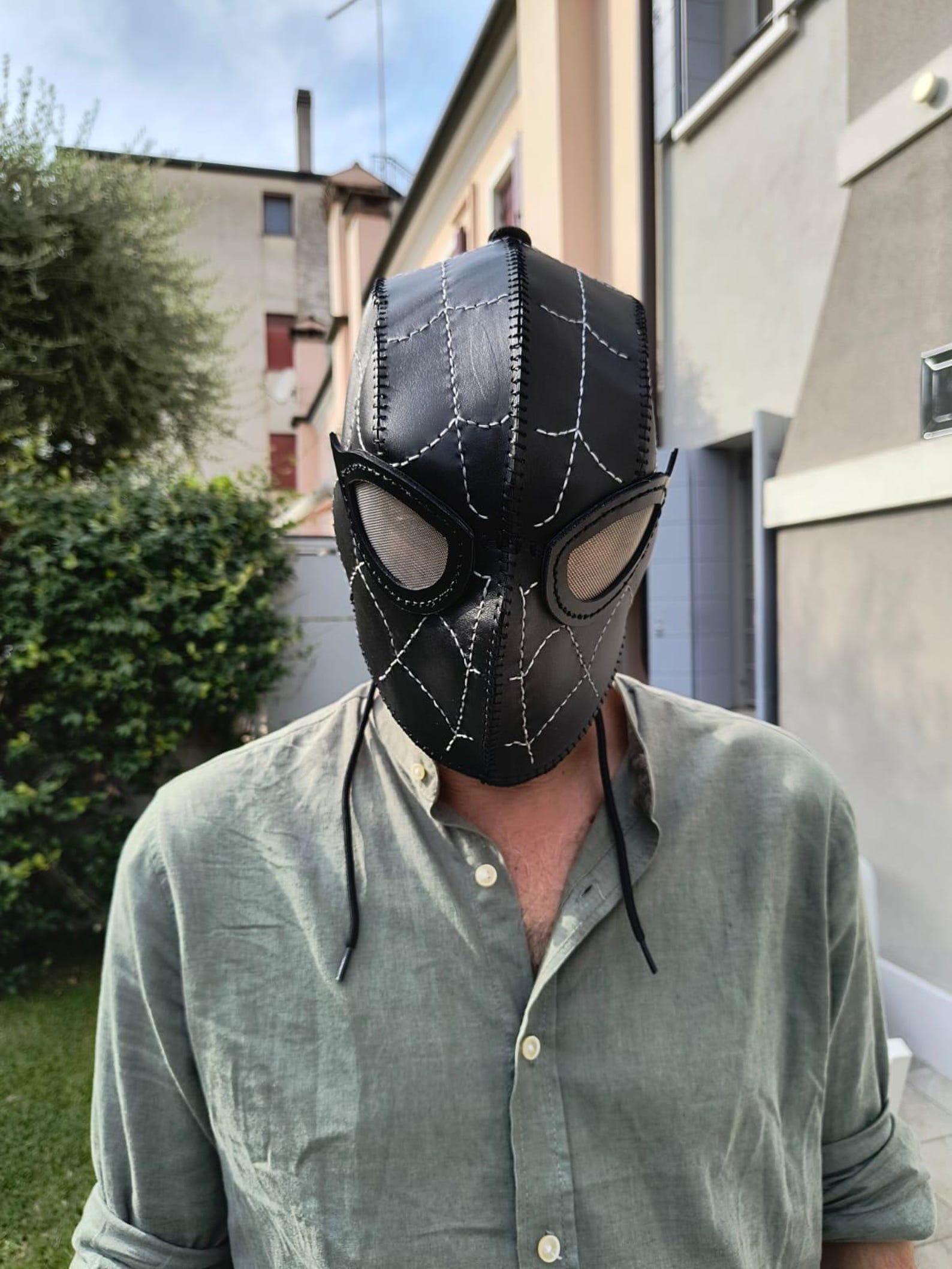 Spiderman Mask. Leather Mask. Spiderman Mask Black Suite. - Etsy