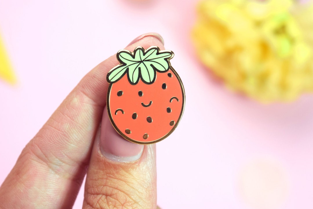 Benny the Berry Enamel Pin - Cute Handmade Pin - Kawaii Fruit Enamel ...