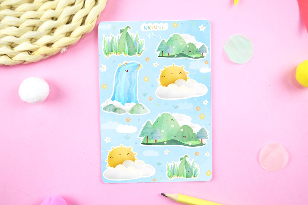 Nature Sticker Sheet - Mountains Outdoor Inspired Theme Stickers ...