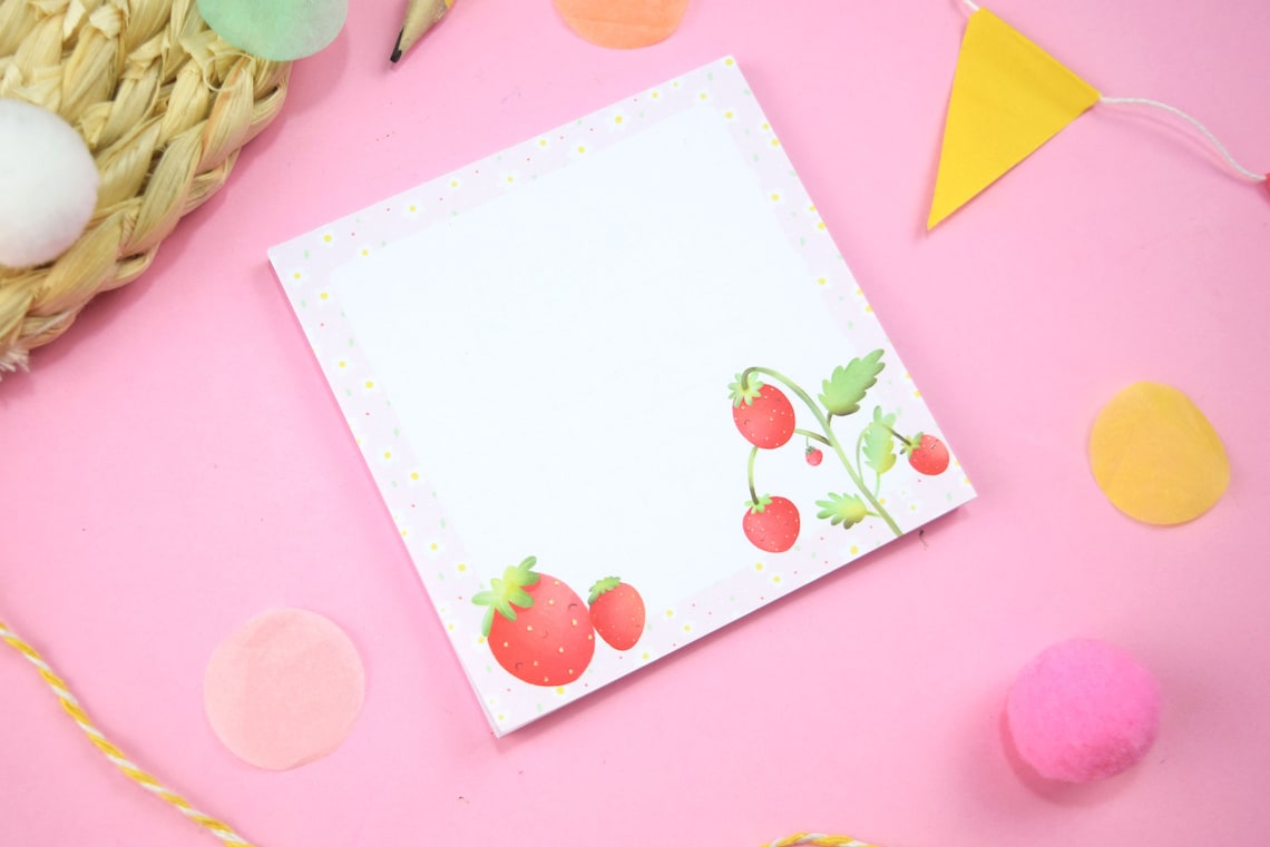 Strawberry Handmade Notepad Pattern Square Notepad - Etsy Australia