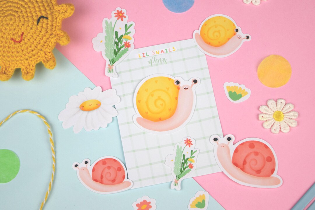 Happy Snails Stickers Pack Animals Themed Planner Sticker Set Journal ...