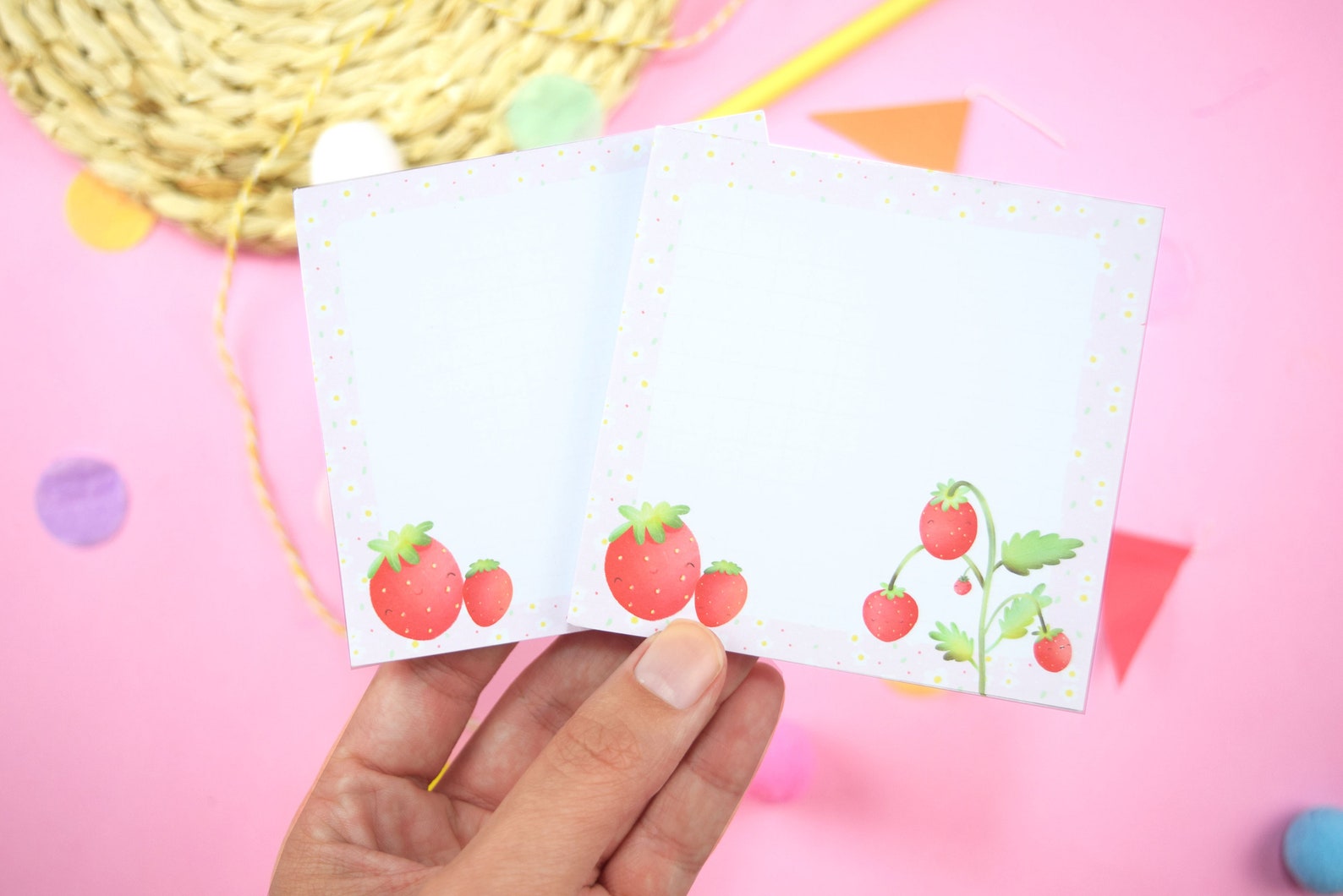 Strawberry Handmade Notepad Pattern Square Notepad - Etsy Australia
