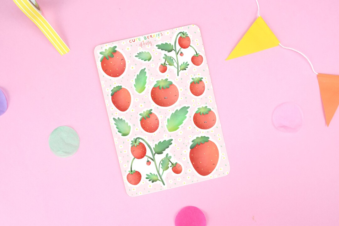 Cute Berry Sticker Sheet Strawberry Bullet Journal Sticker Scrapbook ...