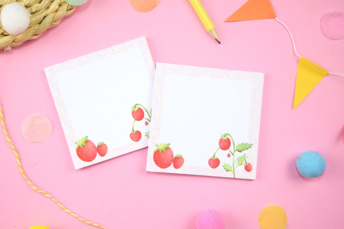 Strawberry Handmade Notepad Pattern Square Notepad - Etsy Australia