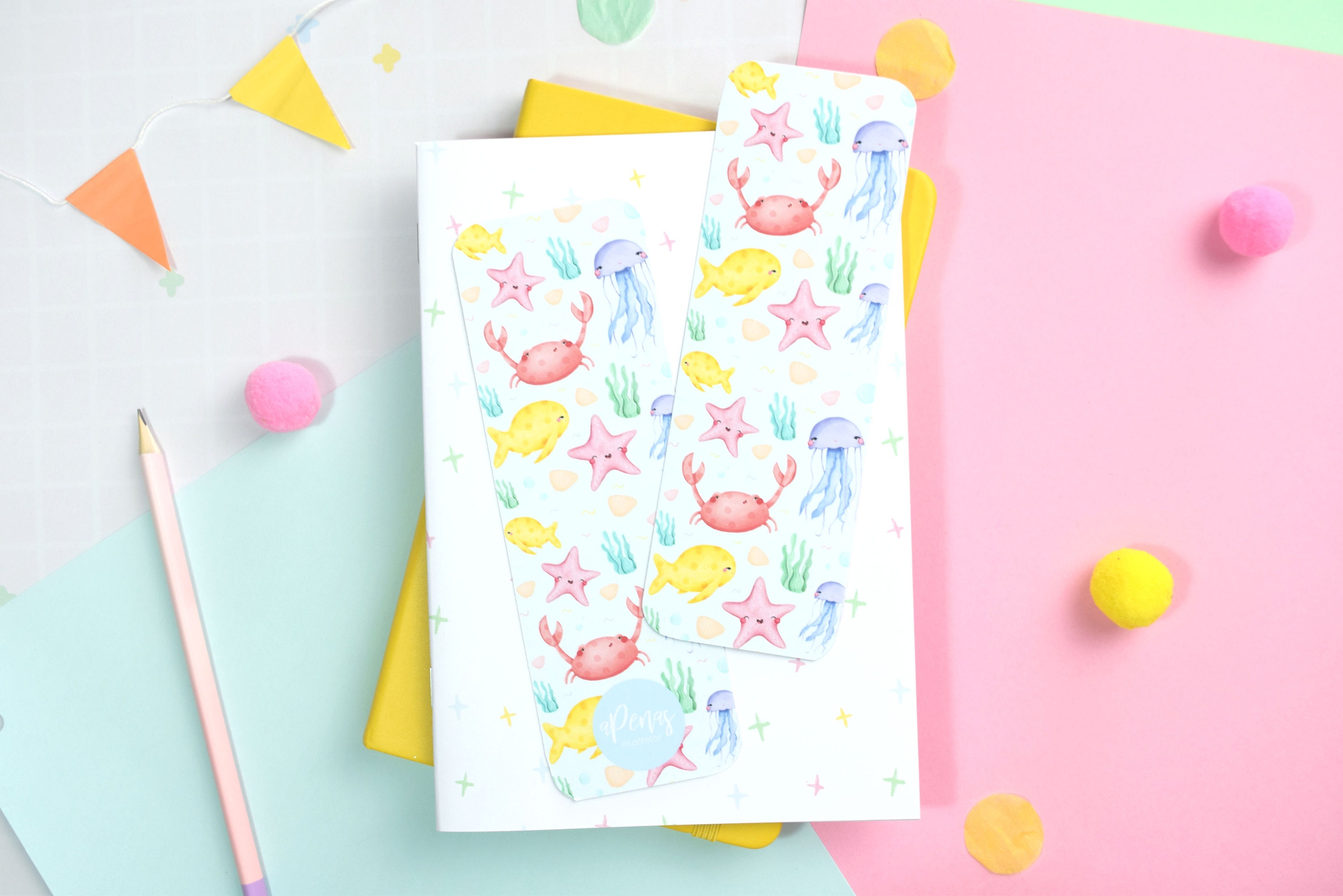 Sea Bookmark Rounded Bookmark Cute Kawaii Bookmark Cute - Etsy