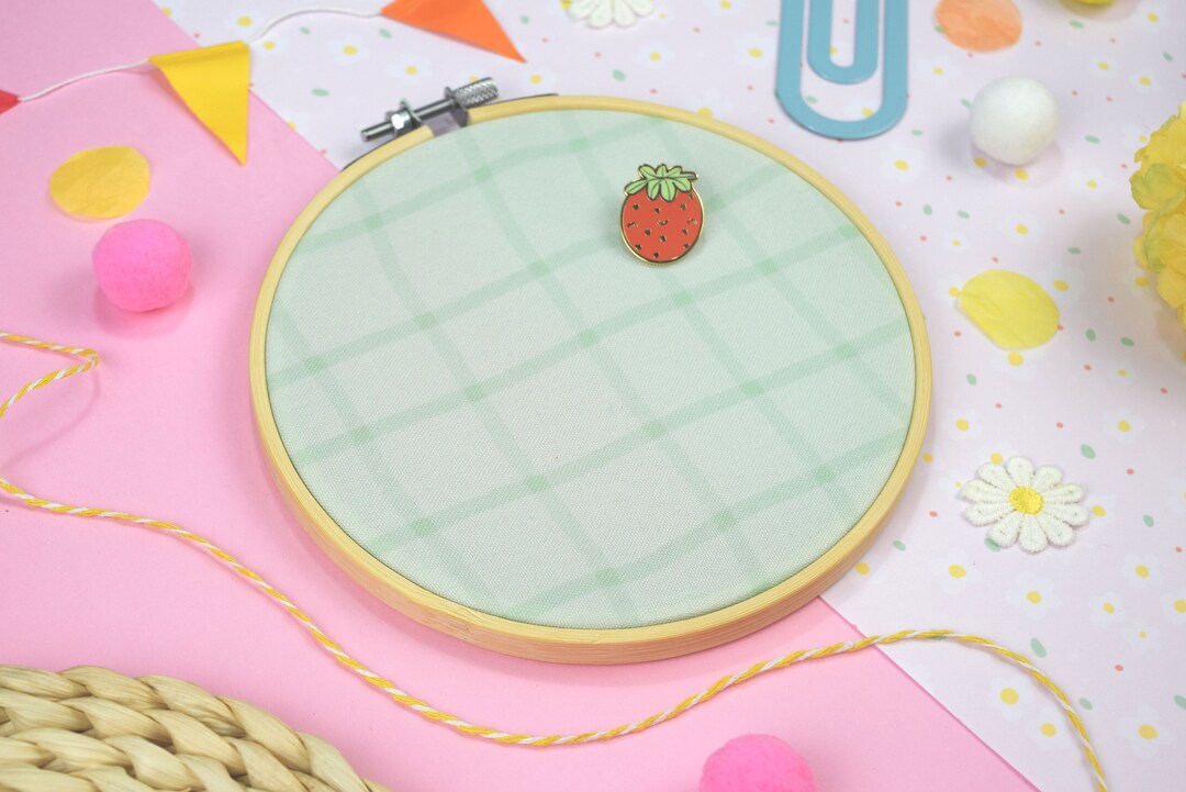 Gingham Pattern Pin Hoop for Enamel Pins and Badges, Cute Pastel ...