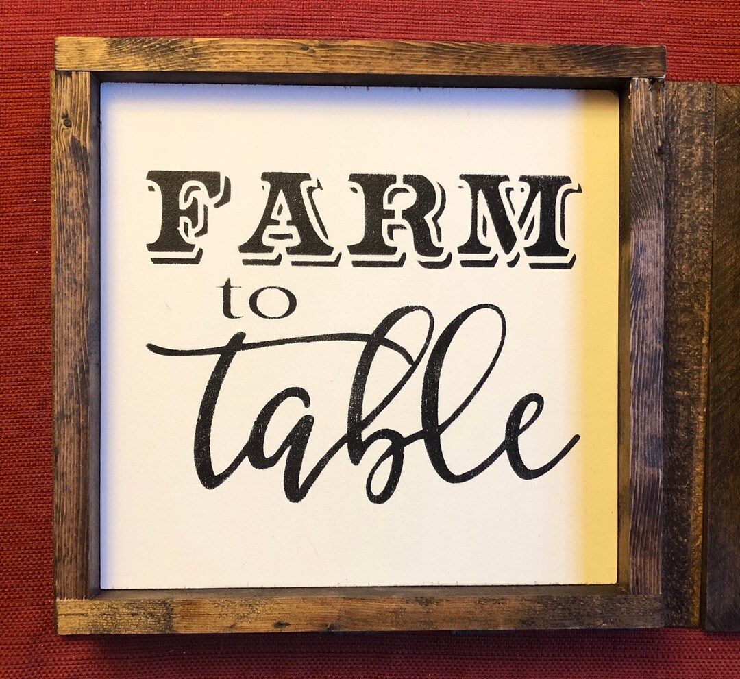 Farm to Table Wood Framed Sign | Farmhouse Sign | Home Decor - Etsy