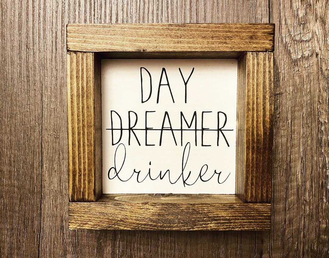 Day Drinker Mini Wood Sign | Framed Wood Sign | Snarky Sign | Tiered ...