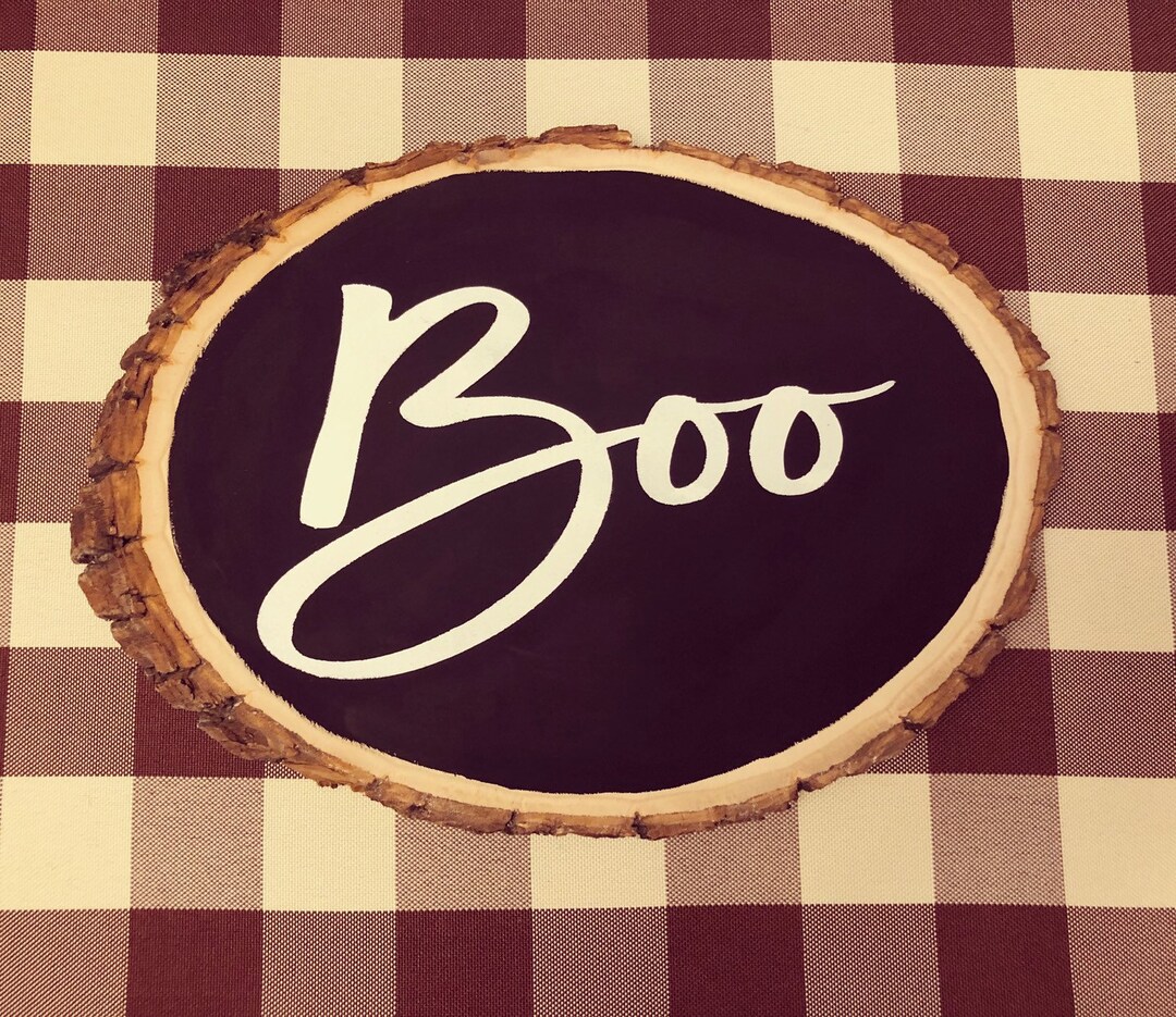 Boo Wood Slice Sign - Etsy