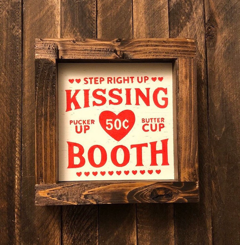Kissing Booth Sign Framed Mini Sign valentine's Sign - Etsy