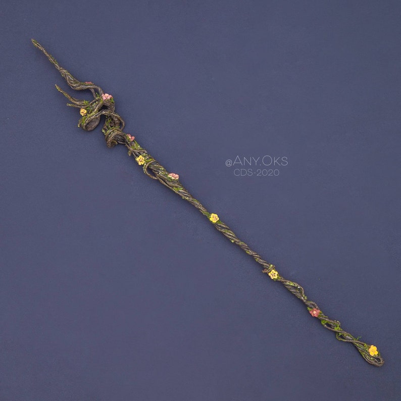 Fantasy Wooden Staff with flowers for SD BJD 60cm | Etsy