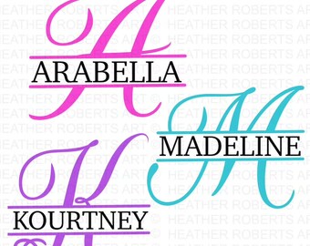 Split Monogram Alphabet SVG, PNG, DXF, Eps, Split Monogram Frame ...
