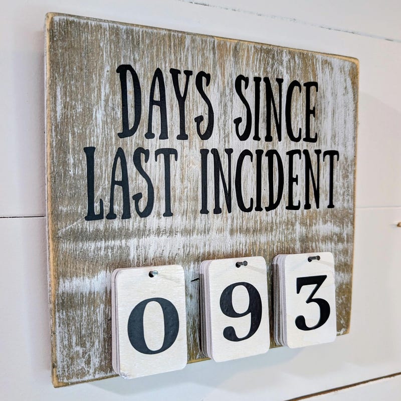 Days Since Last Incident Sign - Etsy