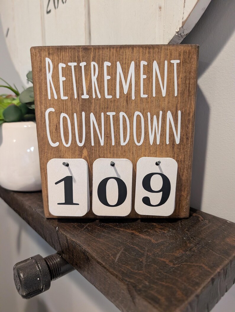 Retirement Countdown Number Sign: Solid Wood Desk Decor, 6"x 6" - Etsy