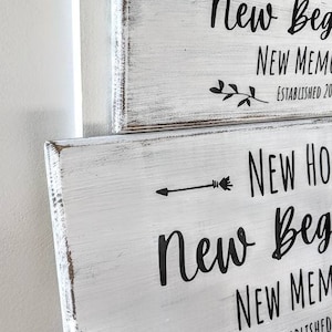 New Home New Beginnings New Memories Solid Pine Wood Sign, Housewarming, Realtor, New Home ...