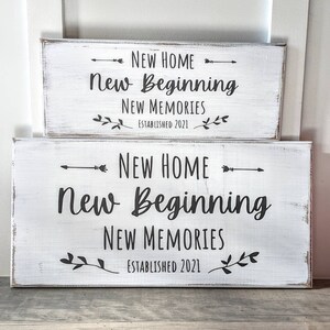 New Home New Beginnings New Memories Solid Pine Wood Sign, Housewarming, Realtor, New Home ...