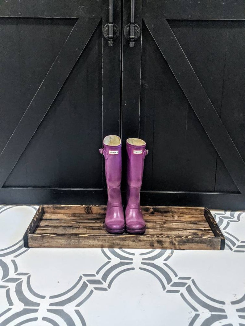 Custom Built Rustic Pine Wood Plank Boot Shoe Tray Made to - Etsy