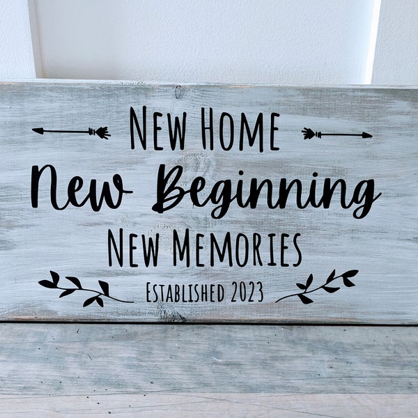New Home New Beginnings Black Sign - Etsy