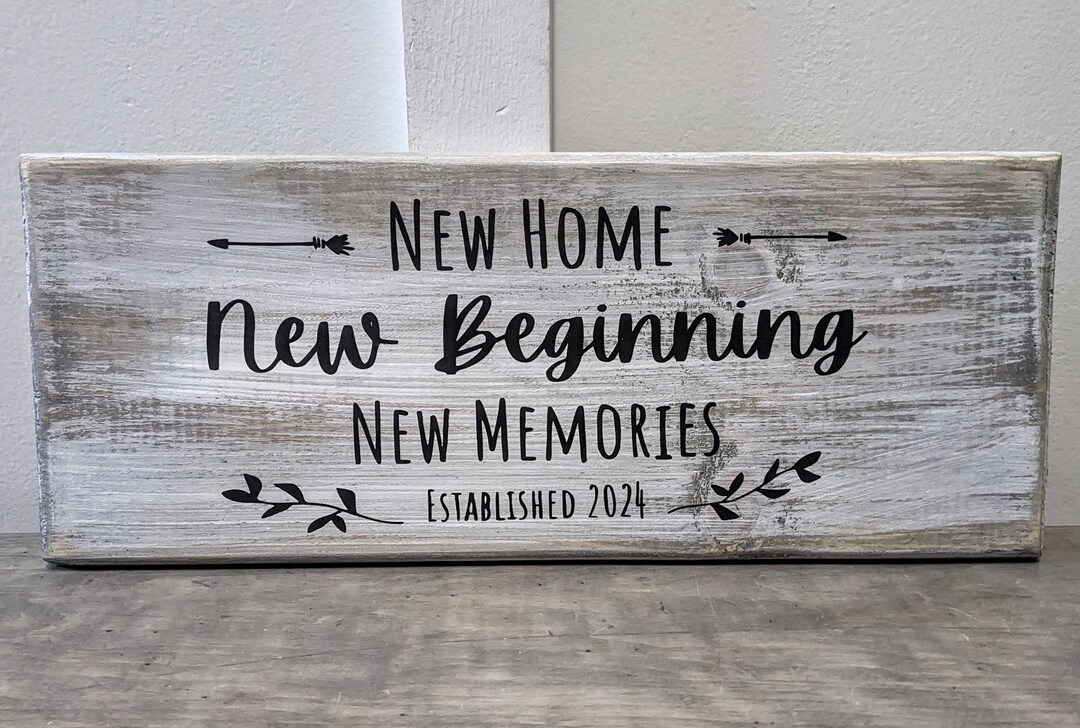 New Home New Beginnings New Memories Solid Pine Wood Sign, Housewarming, Realtor, New Home ...