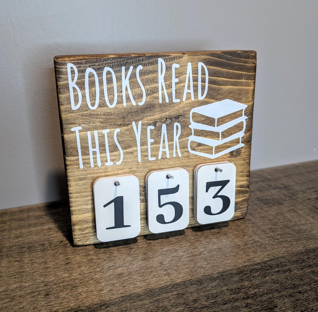 Books Read This Year Sign: Solid Wood Desktop Counter, Book Lover Gift ...