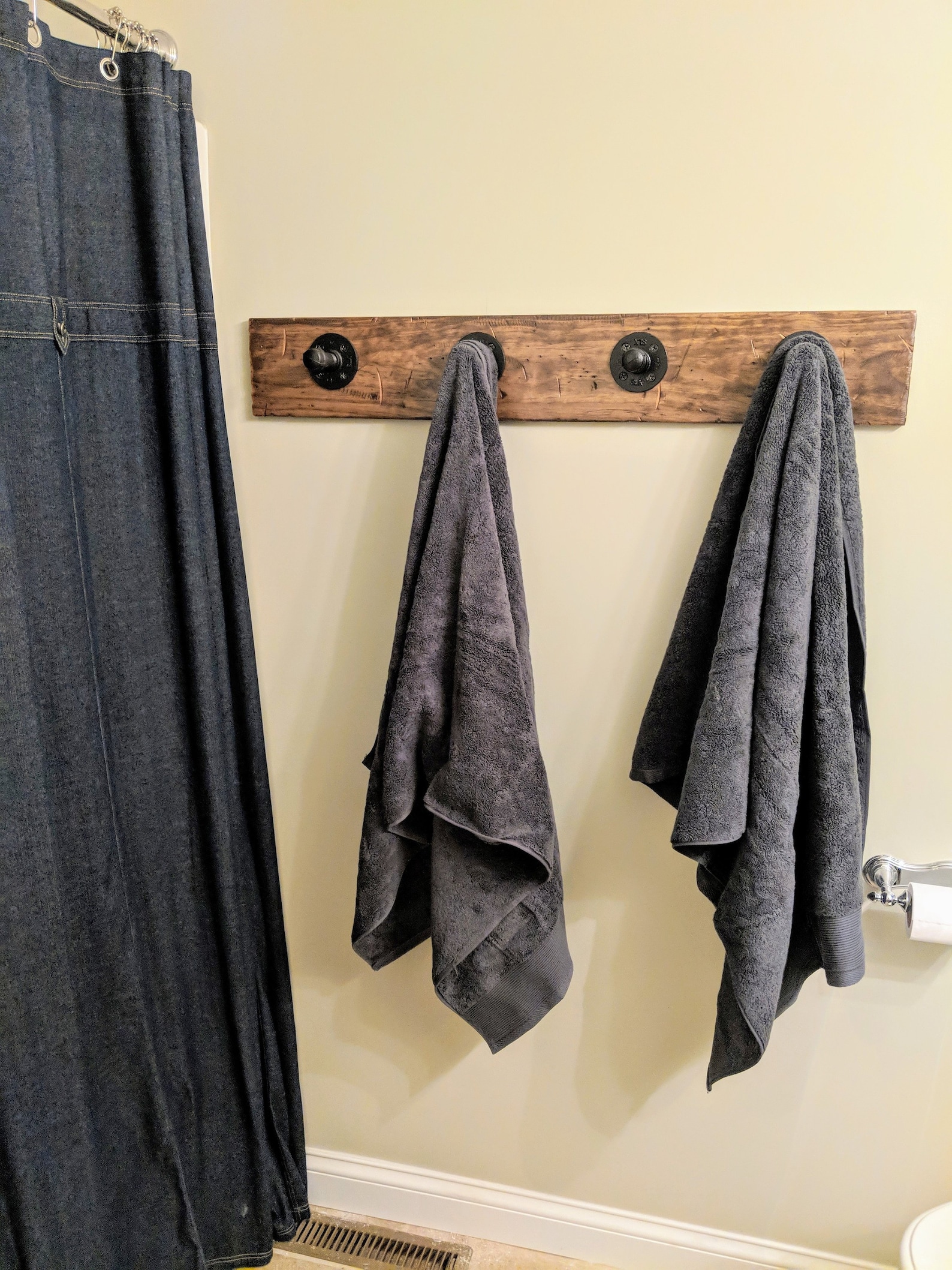 Custom Rustic Wood Towel Robe Coat Rack Bar With Industrial - Etsy