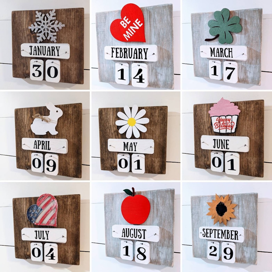 Interactive Calendar With Interchangeable Wood Themed Pieces, Months ...