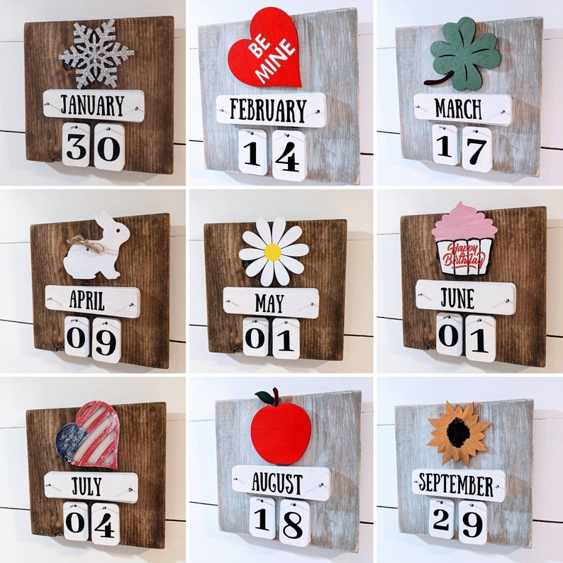 Interactive Calendar With Interchangeable Wood Themed Pieces - Etsy