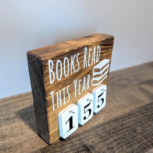Books Read This Year Sign: Solid Wood Desktop Counter, Book Lover Gift ...