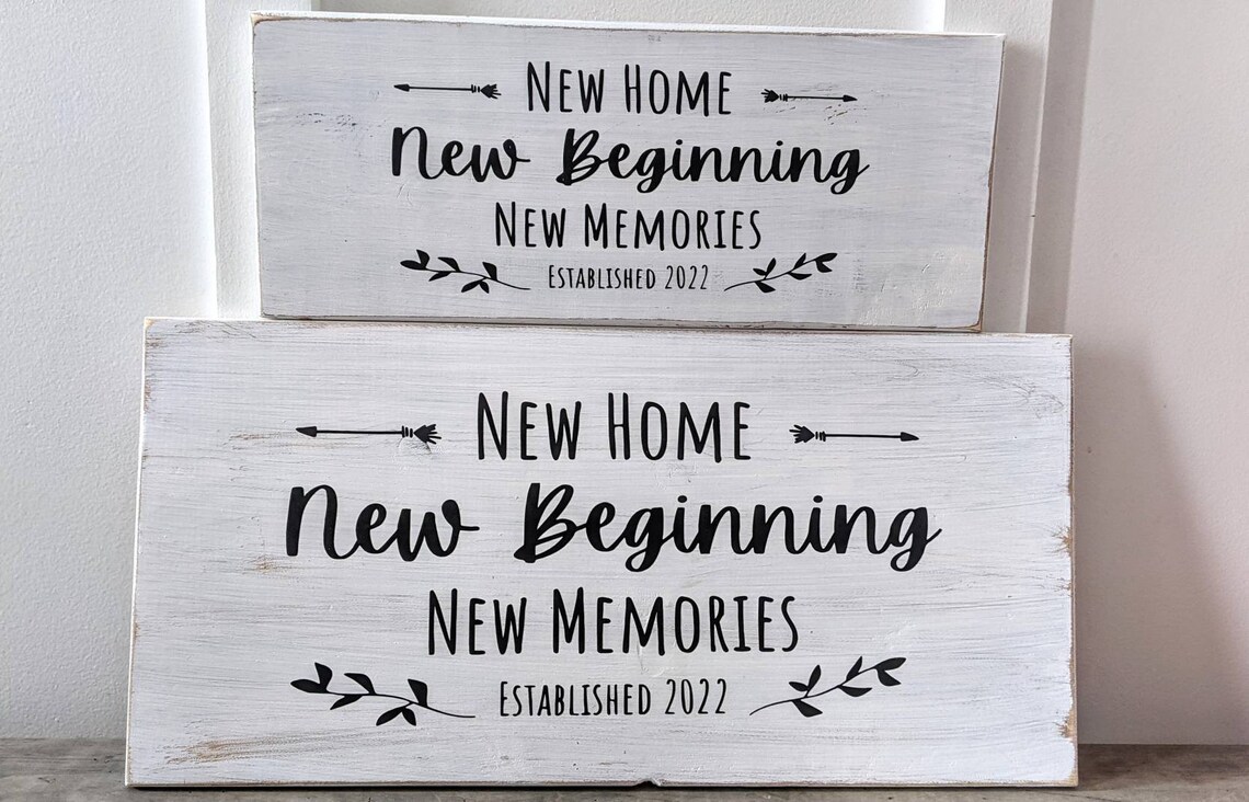 New Home New Beginnings New Memories Solid Pine Wood Sign - Etsy