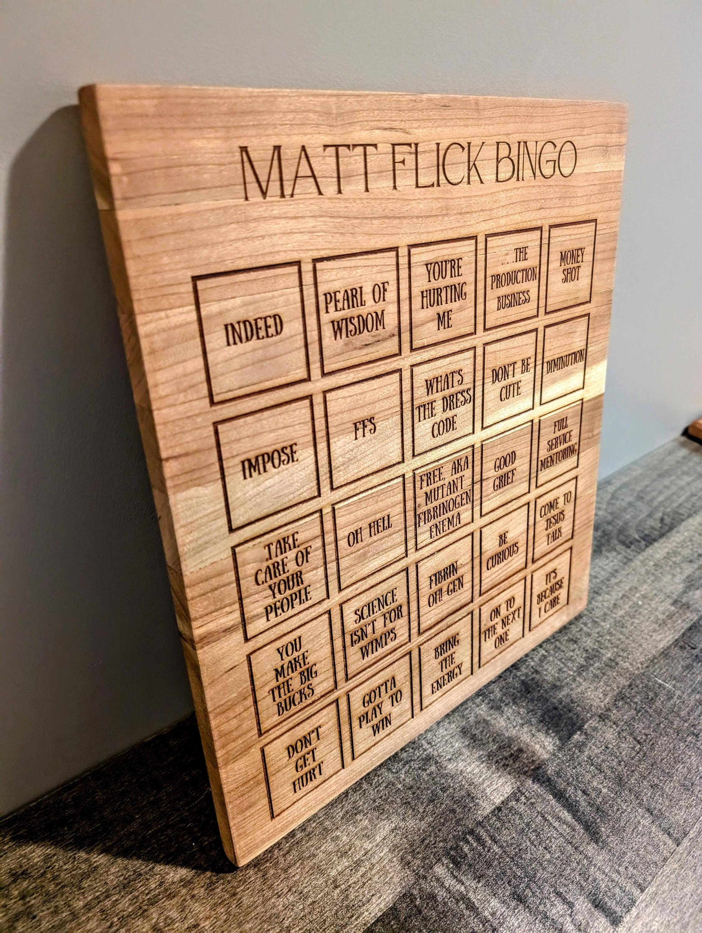Bingo Card, Custom Laser Engraved With Your Custom Quotes. Made From ...