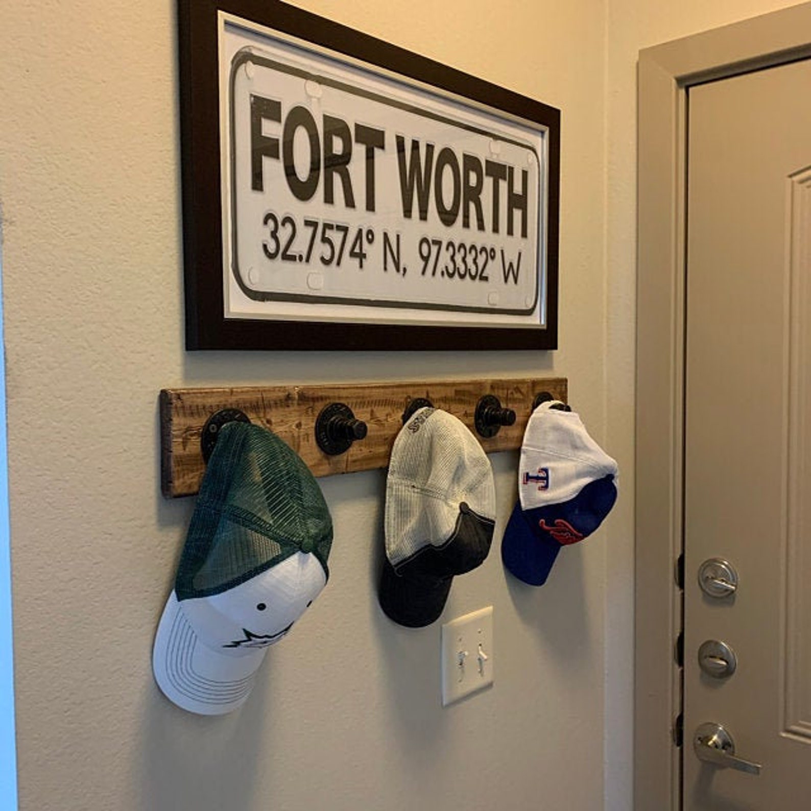 Custom Rustic Wood Towel Robe Coat Rack Bar With Industrial - Etsy