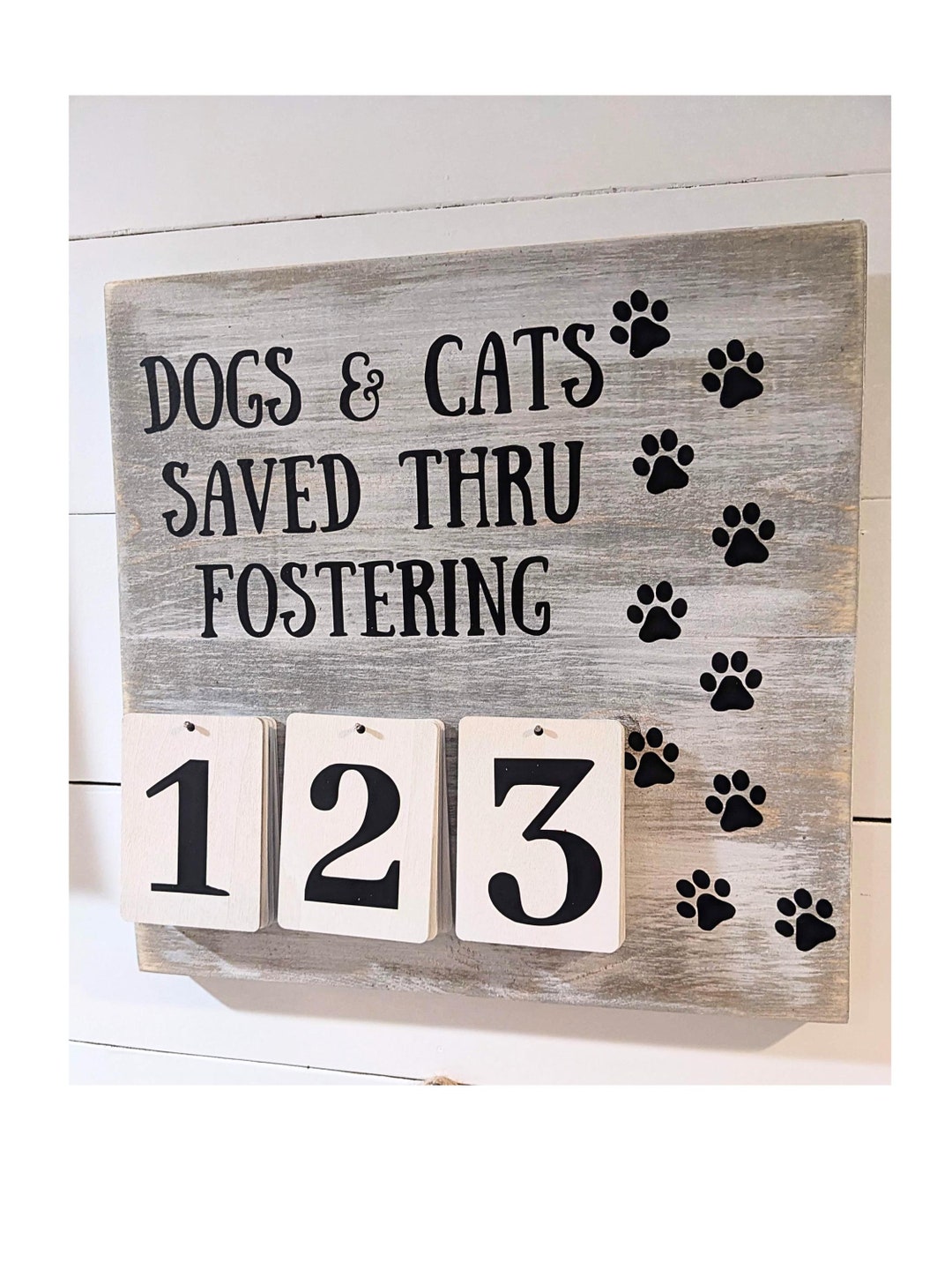 Personalized Dogs & Cats Fostering Countdown Sign - Solid Wood 12"x12 ...