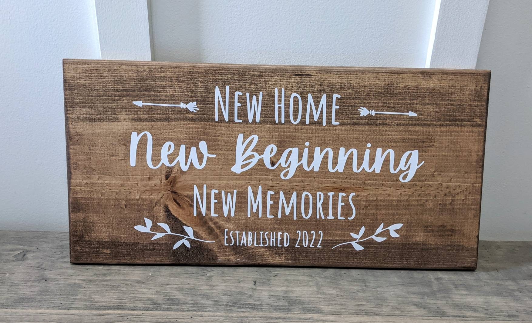 New Home New Beginnings New Memories Solid Pine Wood Sign - Etsy