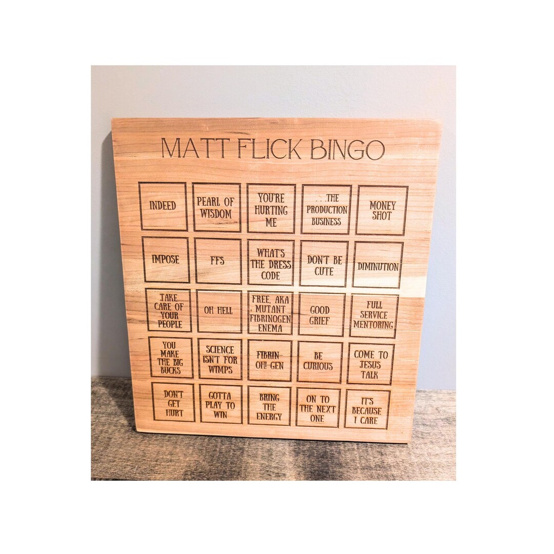 Bingo Card, Custom Laser Engraved With Your Custom Quotes. Made From ...