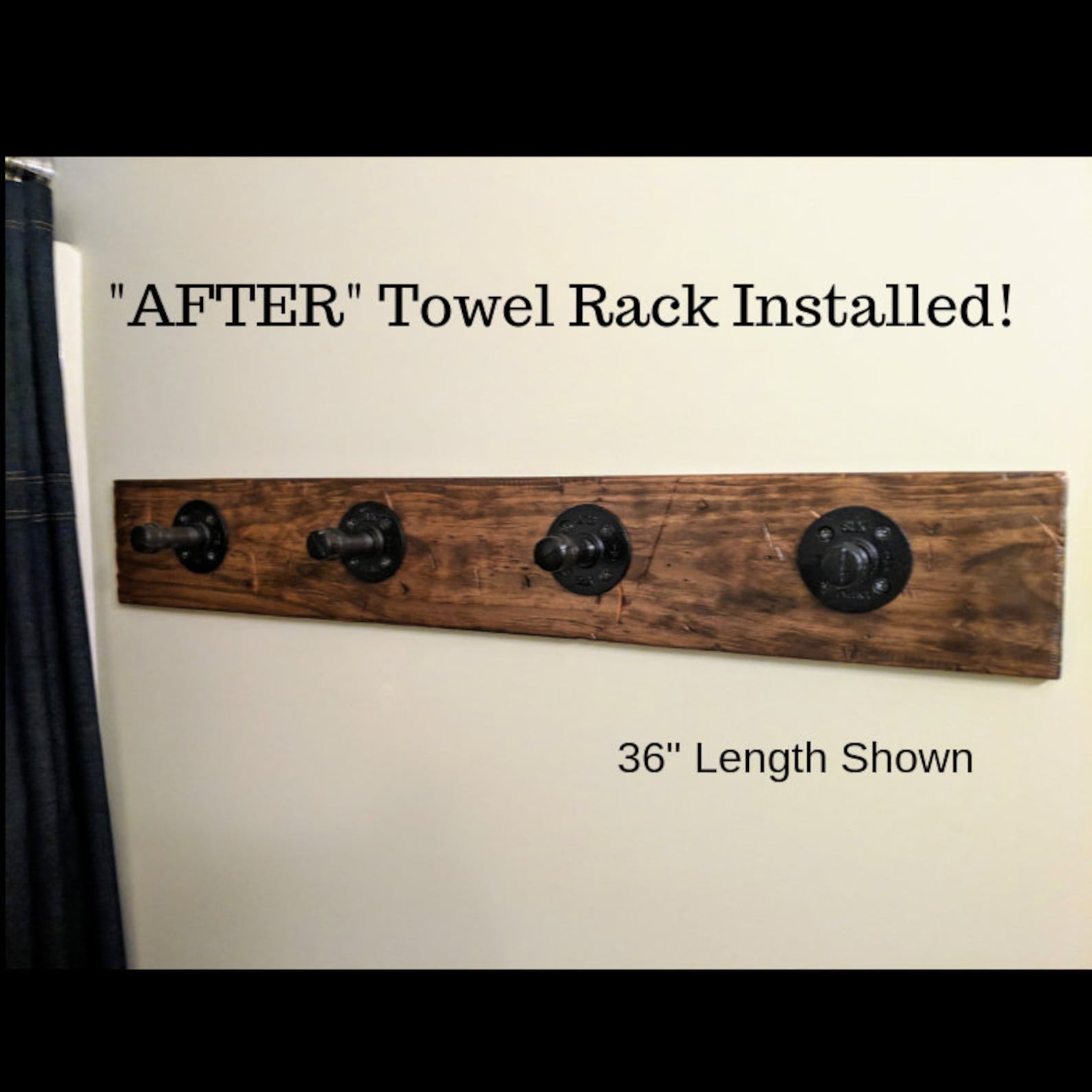 Custom Rustic Wood Towel Robe Coat Rack Bar With Industrial - Etsy