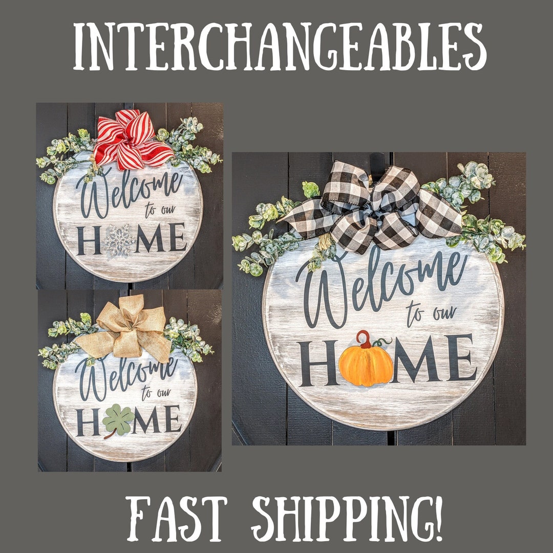 Welcome Home Door Hanger: Interchangeable Themes, 3 Bows Included - Etsy