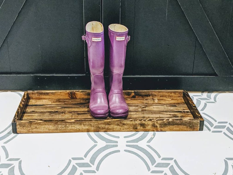 Custom Built Rustic Pine Wood Plank Boot Shoe Tray Made to - Etsy