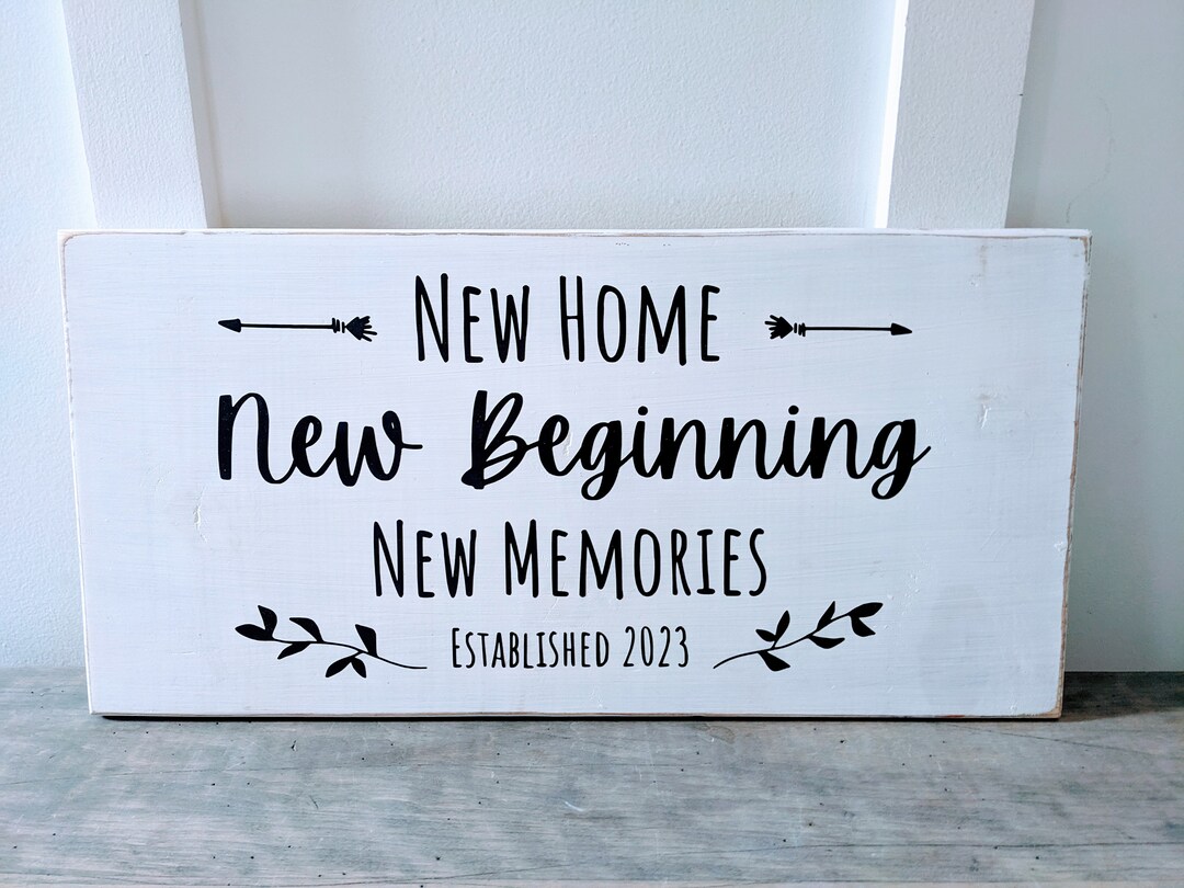 New Home New Beginnings New Memories Wood Sign, Established, Housewarming, Realtor Gift, New ...
